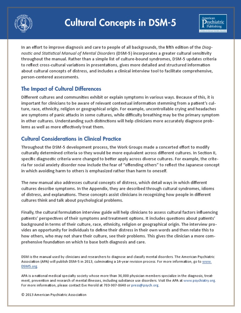 Cultural Concepts in DSM 5 | PDF | Dsm 5 | Mental Disorder