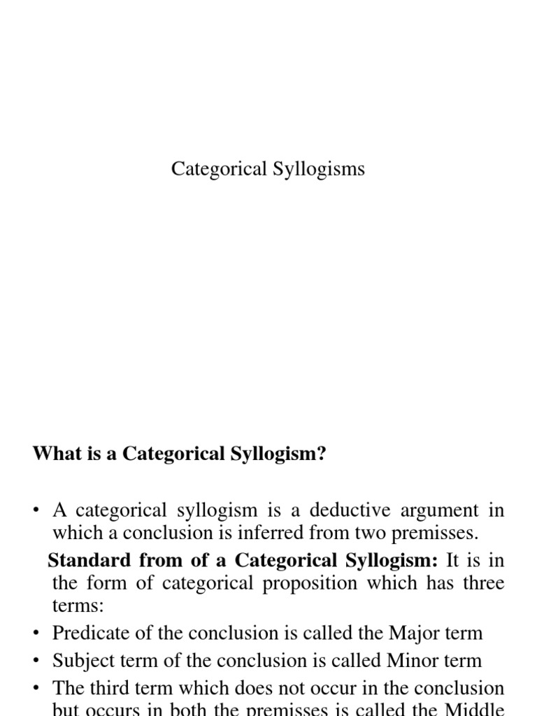 Categorical Syllogisms | PDF | Argument | Philosophical Methodology
