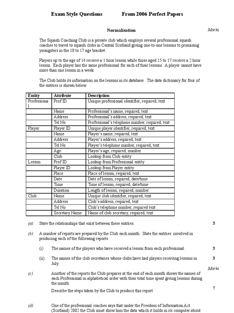 Exam Style Questions From 2006 Perfect Papers Marks Pdf Identifier