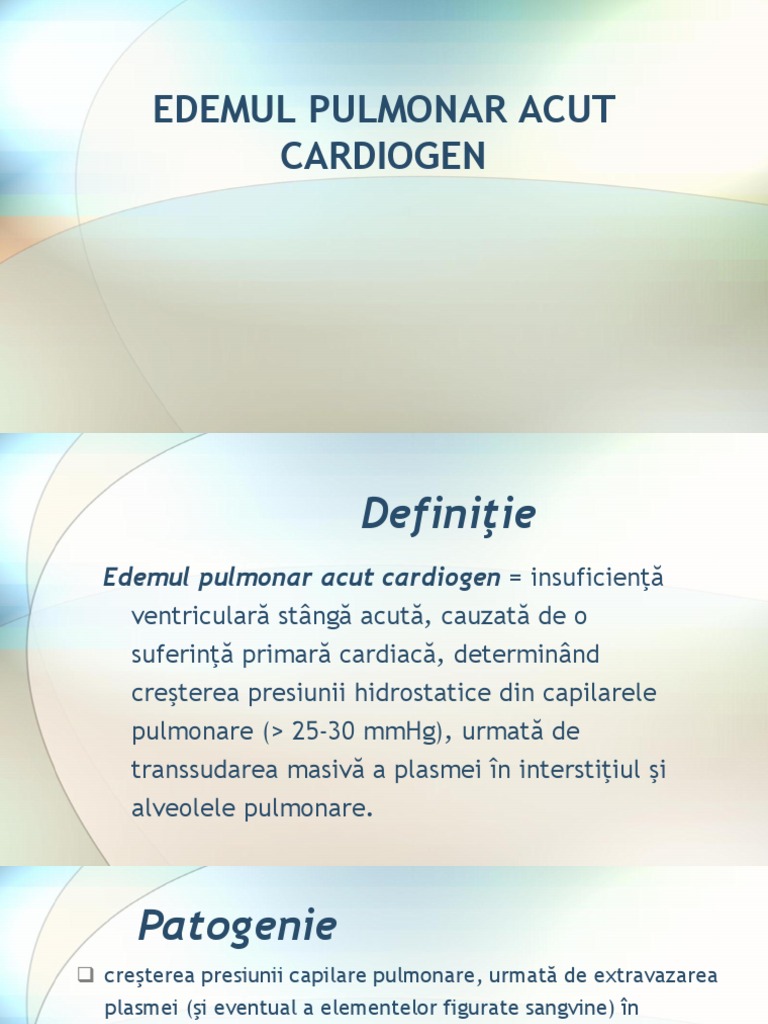 Edemul Pulmonar Acut Cardiogen | PDF
