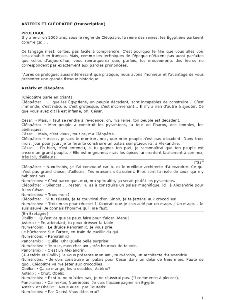 Script d'Astérix et Cléopâtre | PDF | Cléopâtre
