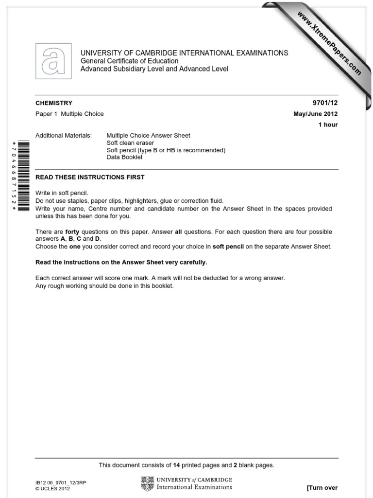 9701 s12 QP 12 PDF | PDF