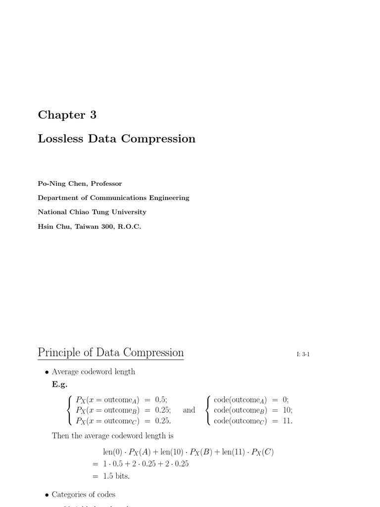 Lossless Data Compression | PDF | Code | Discrete Mathematics
