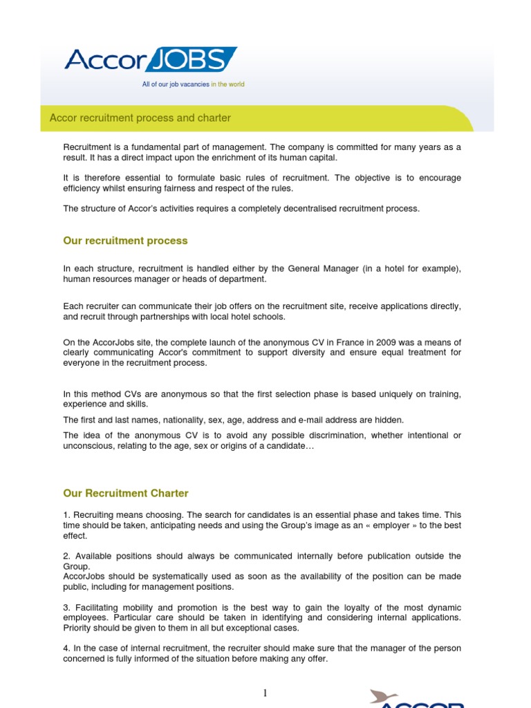 Accor Recruitment Process Overview | PDF | Recruitment | Employment