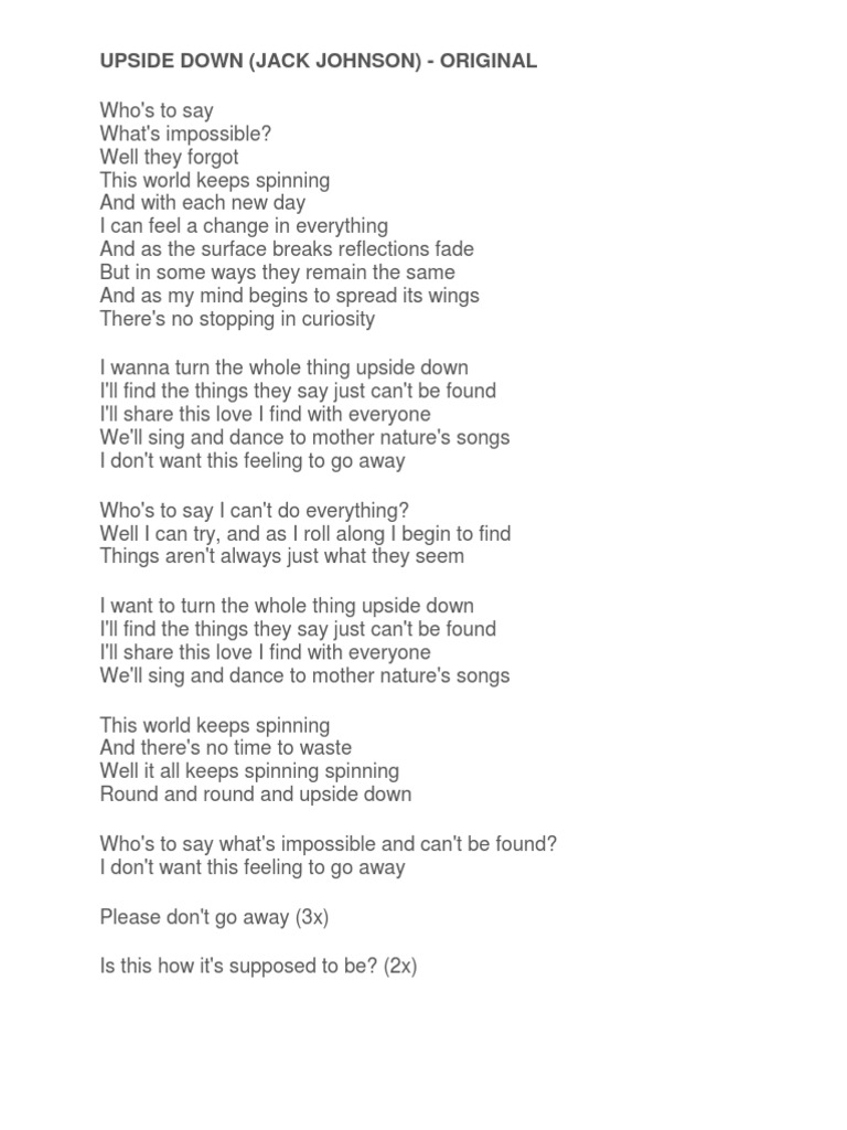 Upside Down (Jack Johnson) - Original | PDF