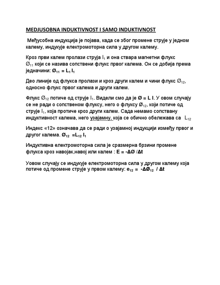 Medjusobna Induktivnost I Samo Induktivnost | PDF
