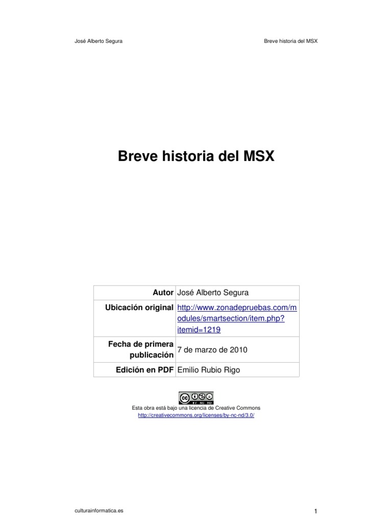 Breve Historia Del MSX | PDF | Básico | Microcomputadoras