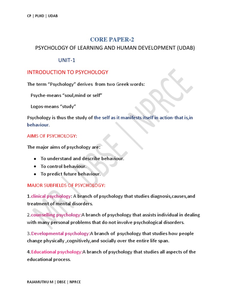 Psychology of Learning and Development | PDF | Thought | Psychology