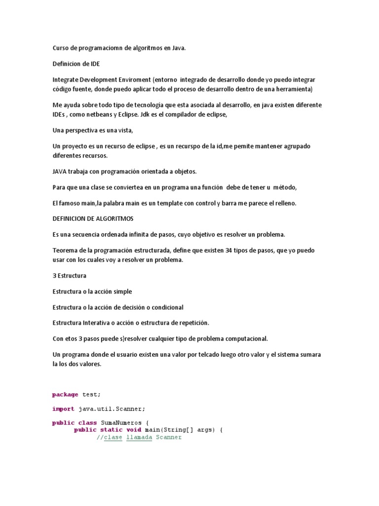 Algoritmos en Java | PDF | Entorno de desarrollo integrado | Java ...