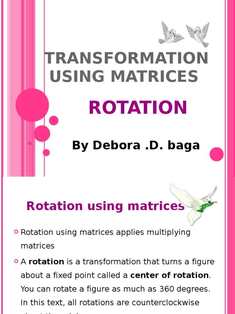 Matrix Rotation Transformations | PDF | Teaching Methods & Materials ...