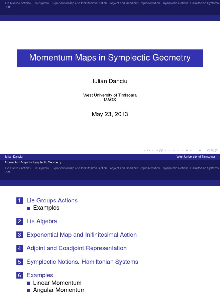 Moment Map - Symplectit Geometry | PDF | Lie Groups | Hamiltonian Mechanics