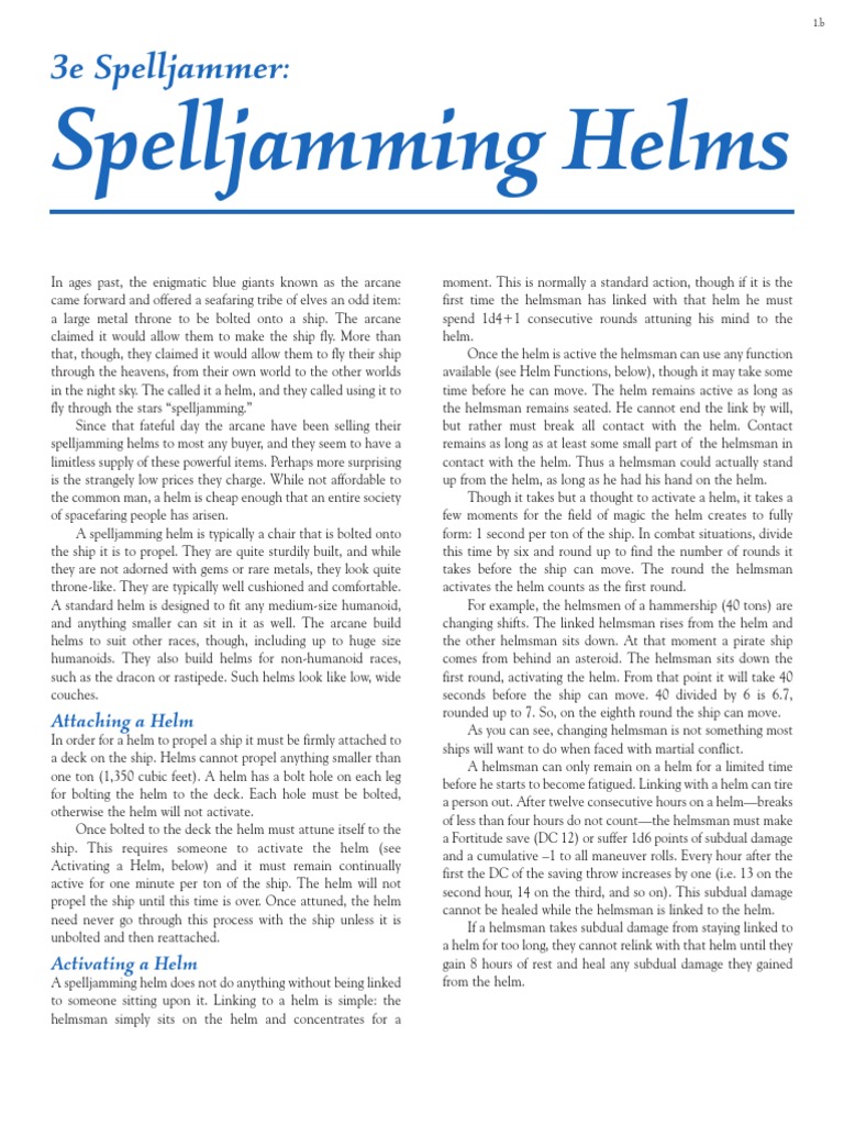 Spelljamming Helms: 3e Spelljammer | Download Free PDF | Leisure | Nature