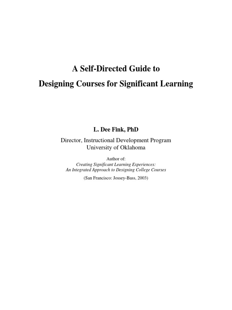 Guide To Course Design Fink | PDF | Educational Assessment ...