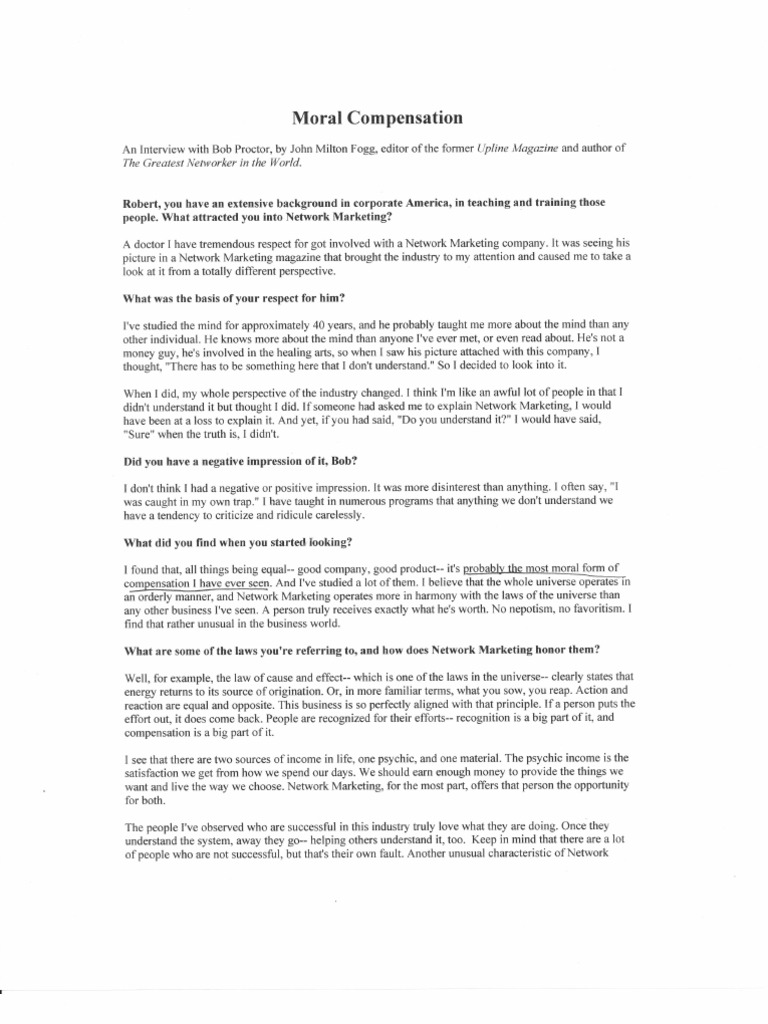 Moral: Compensation | PDF | Multi Level Marketing | Wealth