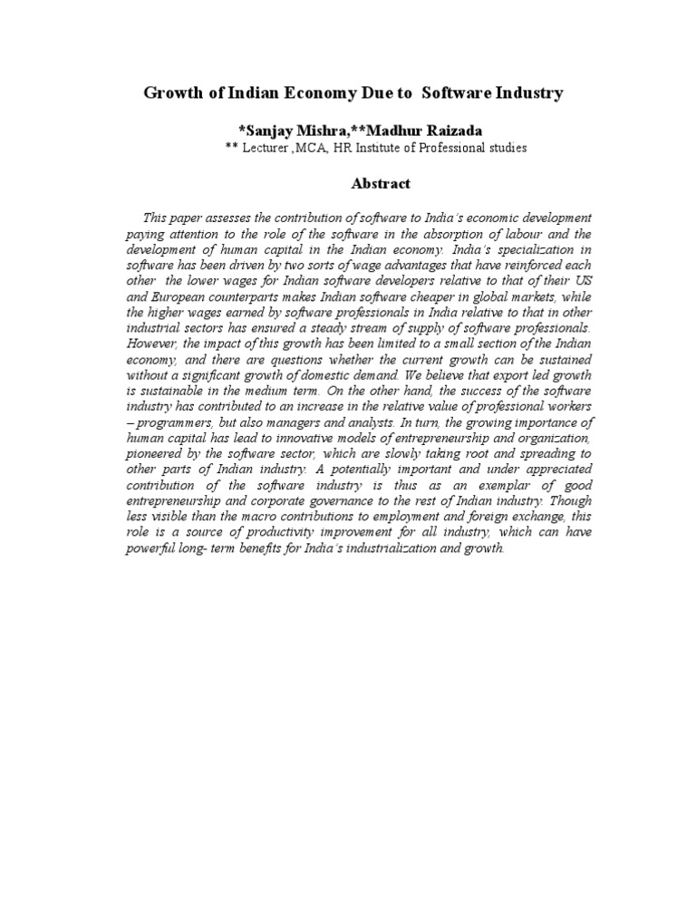 41 Growth of Indian Economy Due To Software Industry | PDF | Business