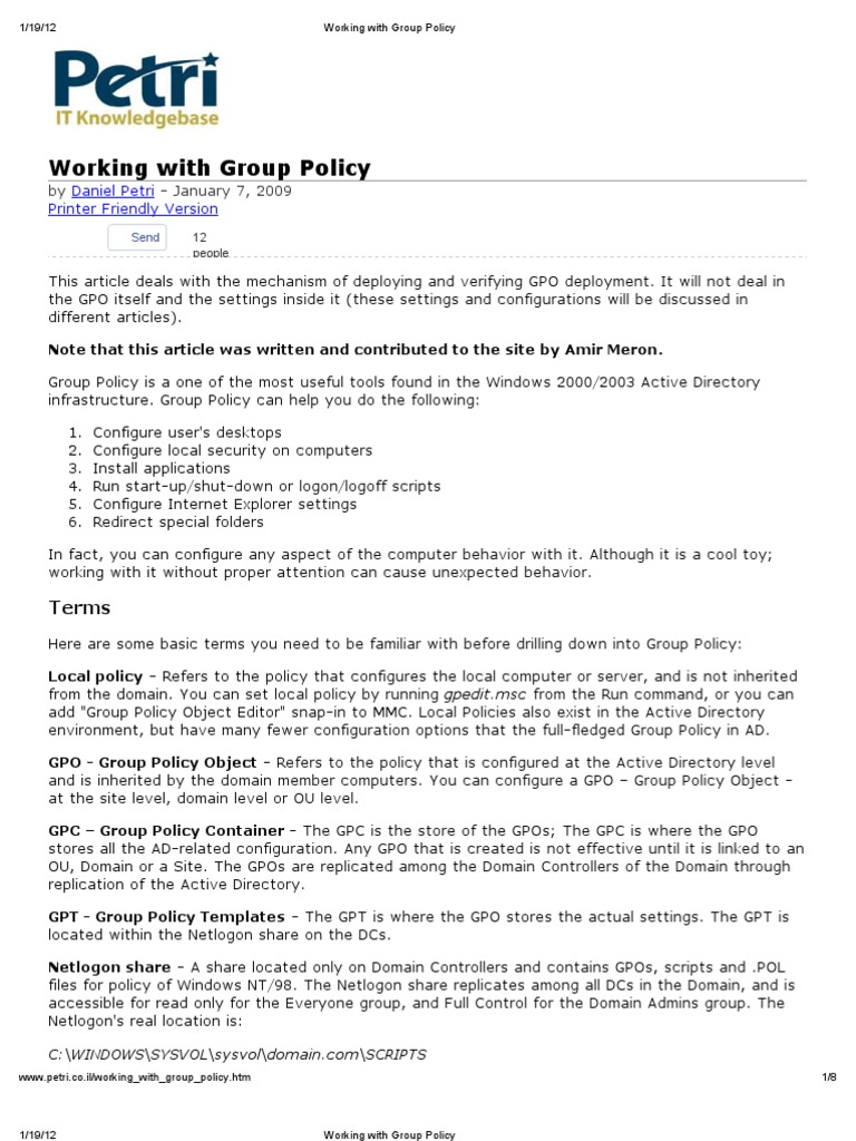Working With Group Policy | PDF | Group Policy | Operating System Families