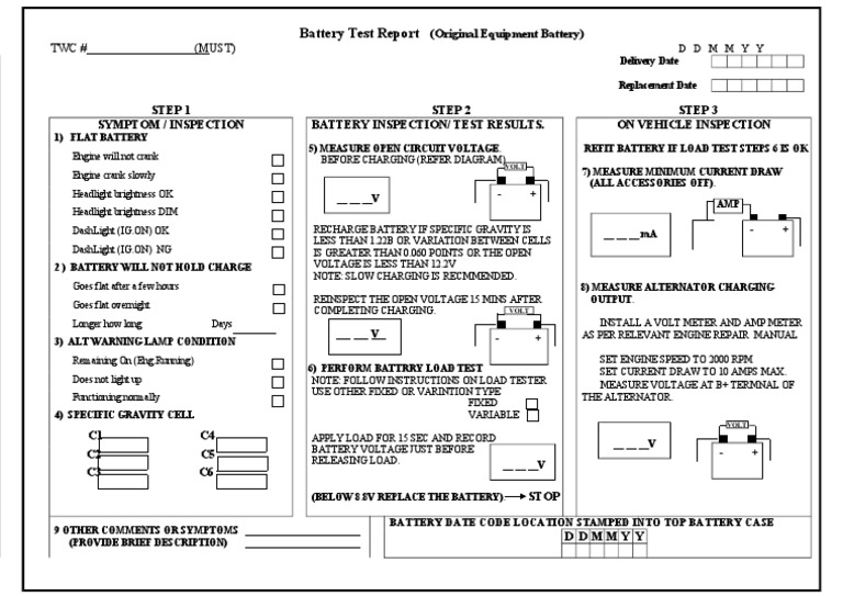 Toyota Battery Inspection Report | PDF