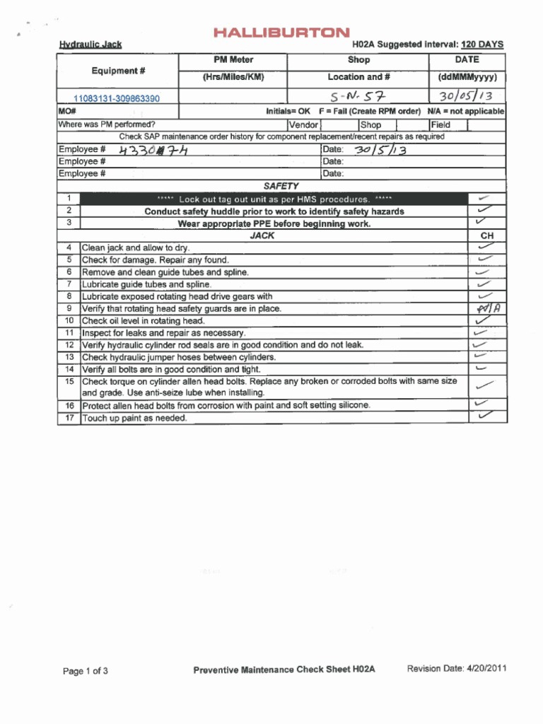 Halliburton: Lock Out Tag Out Unit As Per Procedures. | PDF | Leak ...