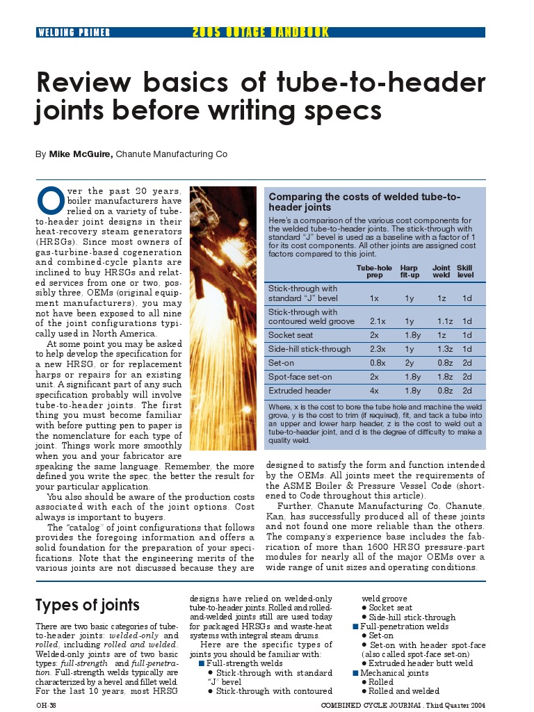 TUBE To HEADER JOINTS PDF | PDF | Extrusion | Welding