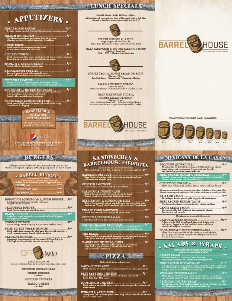 Barrelhouse Menu 13 | PDF | Salad | Taco