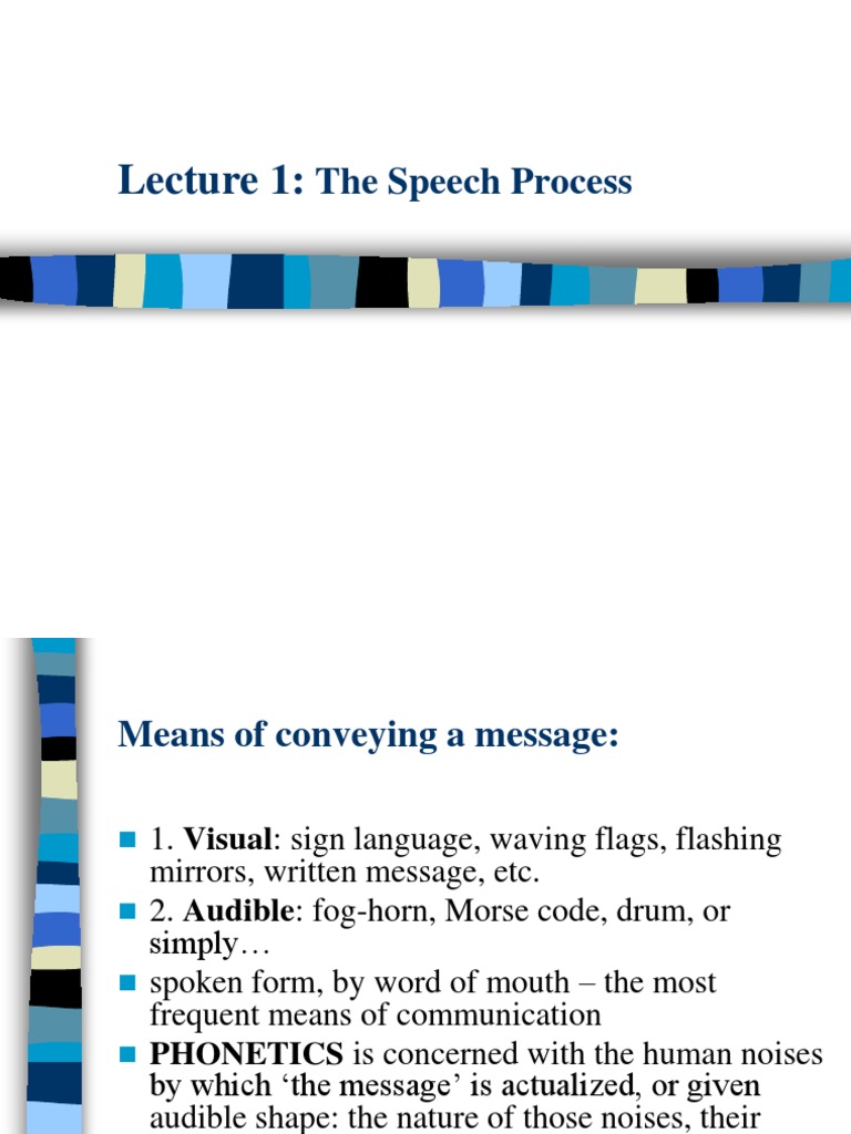Lecture 1 Speech Process | PDF | Speech | Perception