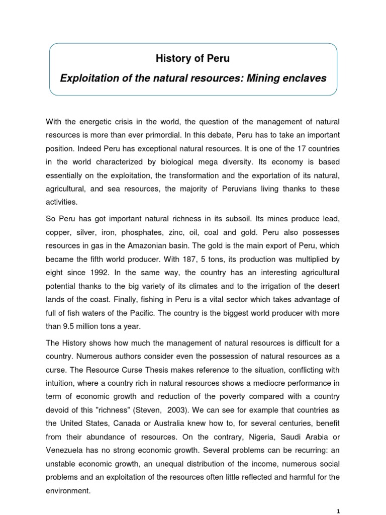 Exploitation of The Natural Resources: Mining Enclaves | PDF | Mining ...