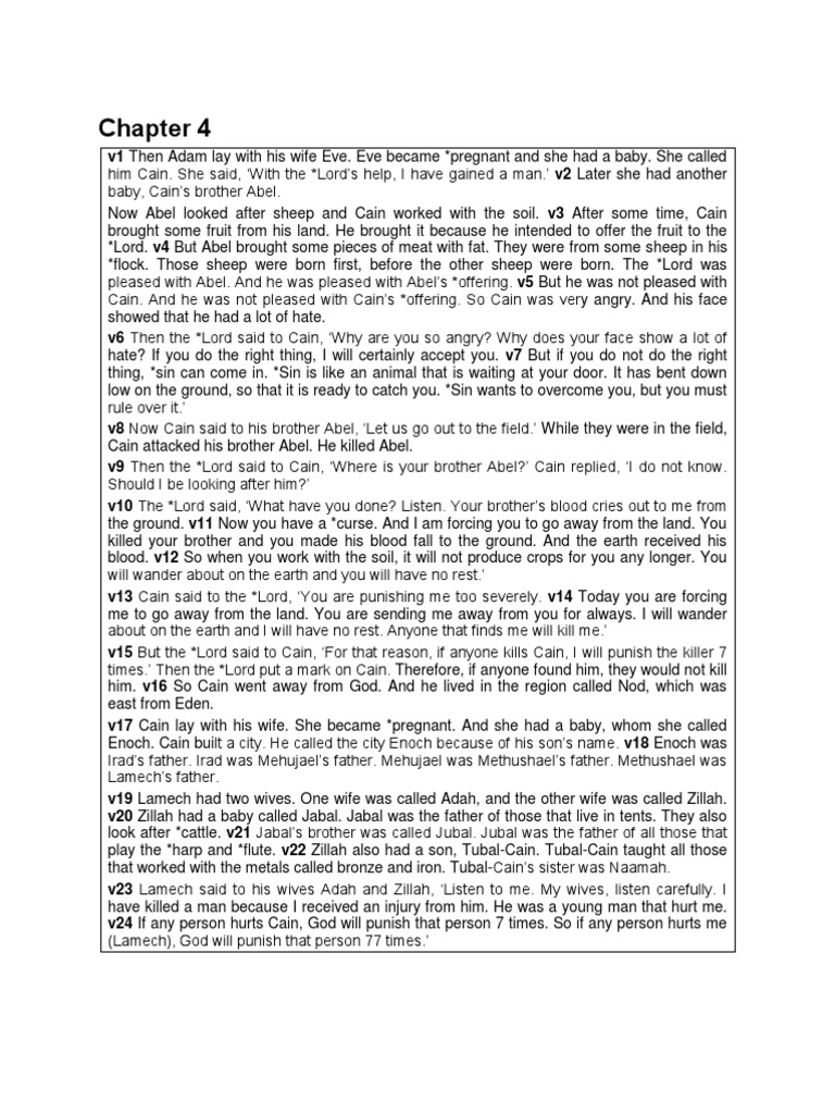 Genesis Chapter 4 | Download Free PDF | Cain And Abel | Christianity