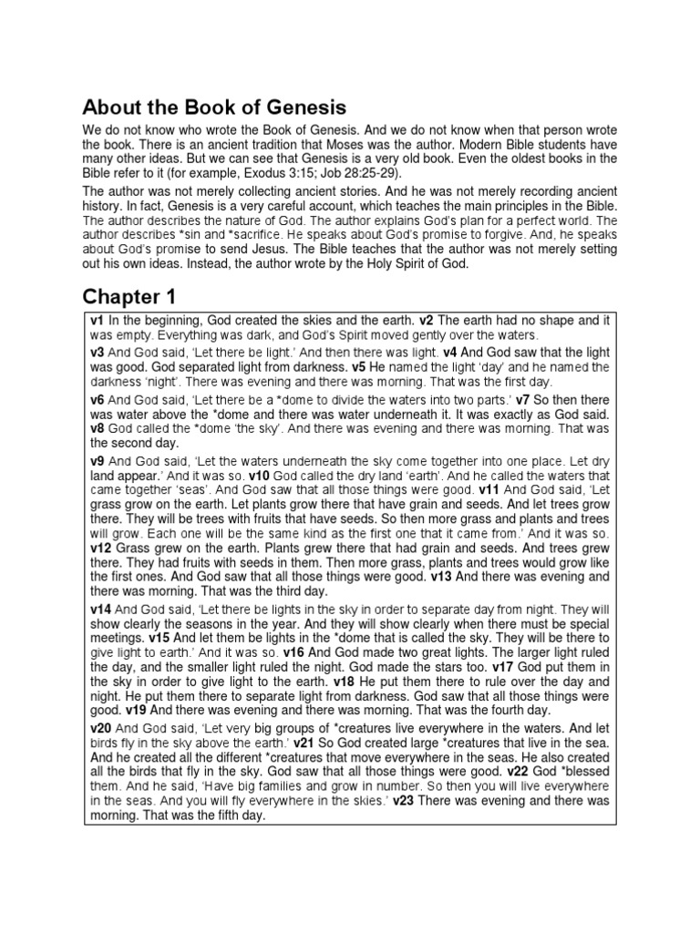 Genesis Chapter 1 | PDF | Genesis Creation Narrative | Book Of Genesis