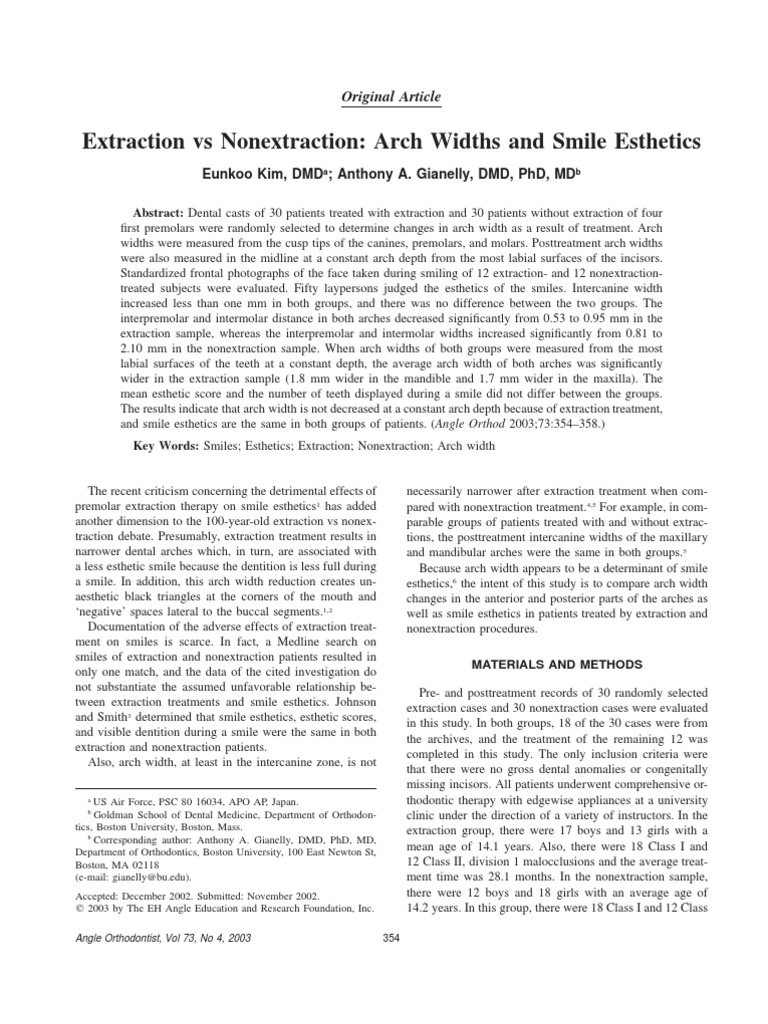 Extraction Vs Nonextraction | PDF | Dental Anatomy | Dentistry