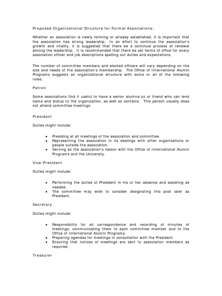 Proposed - Alumni Association | PDF | Secretary | Leadership