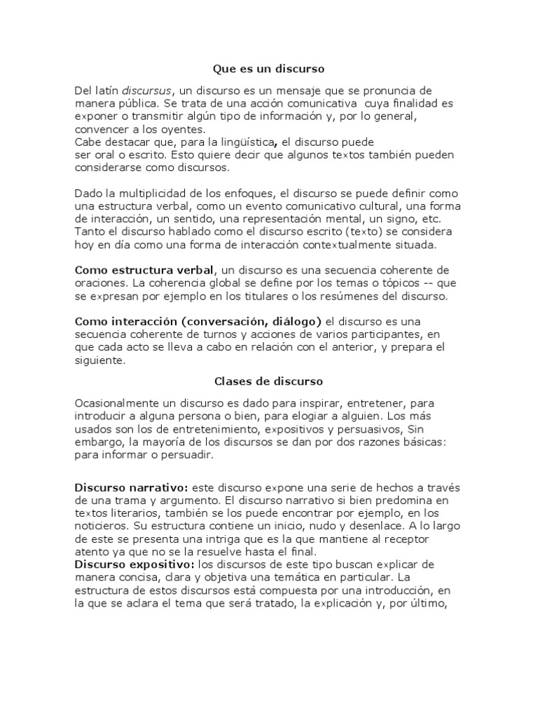 Que Es Un Discurso | PDF | Argumento | Cognición