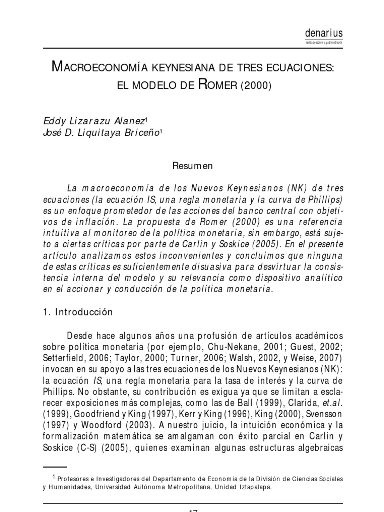 Taylor Romer en Tres Ecuaciones | PDF | Curva de Phillips | Inflación