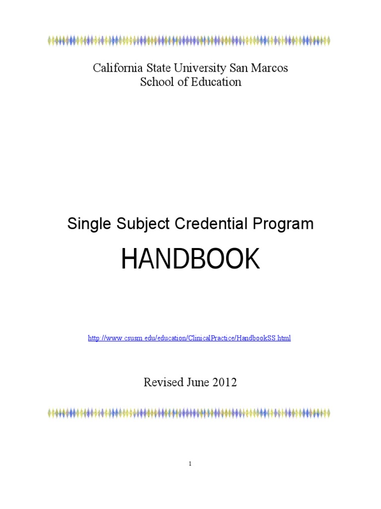 Handbook: Single Subject Credential Program | Download Free PDF ...