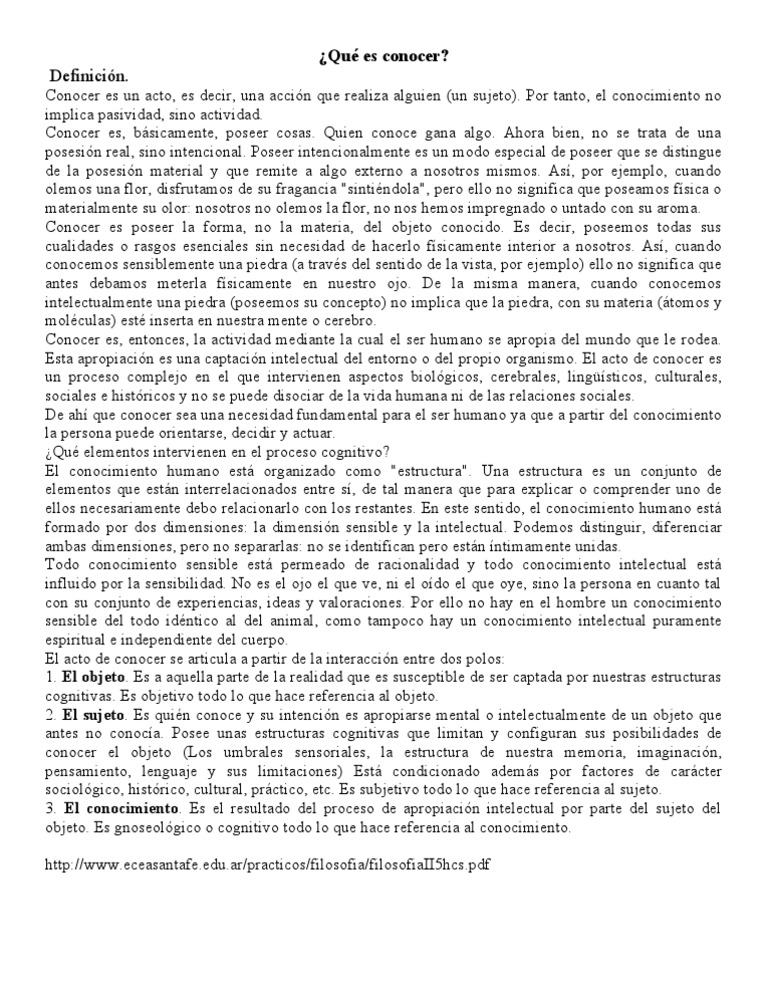 Qué Es Conocer | PDF | Homo Sapiens | Conocimiento