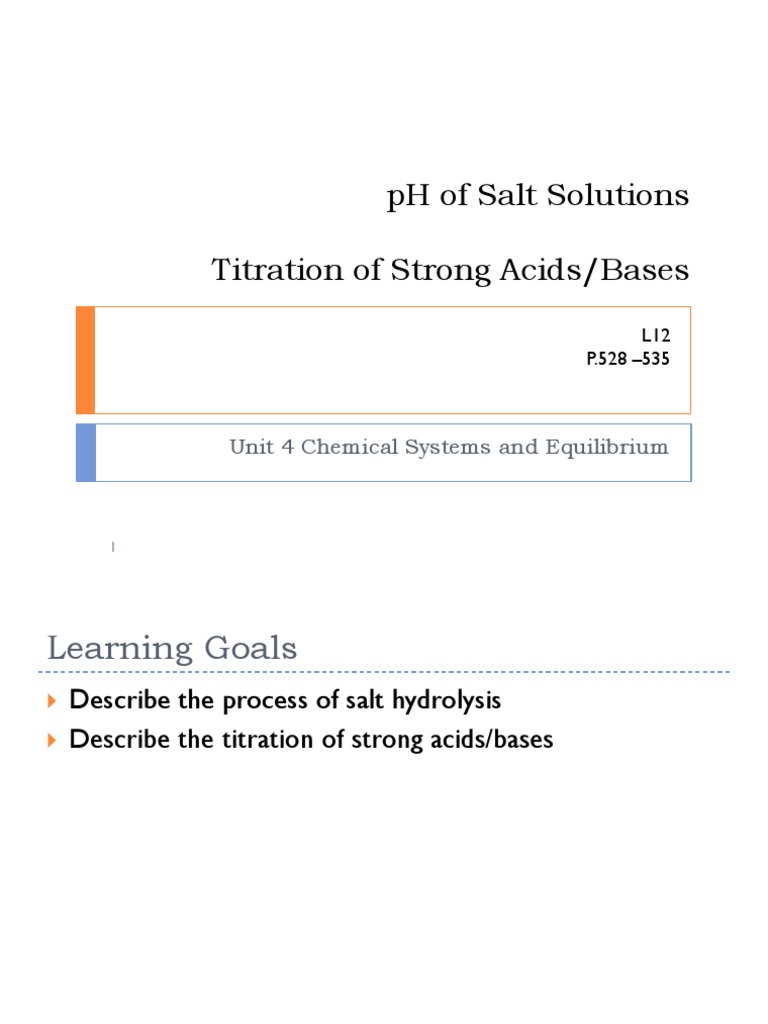 Grade 12 Chemistry Equilibrium Unit: Salts/Buffers | PDF | Acid | Salt ...
