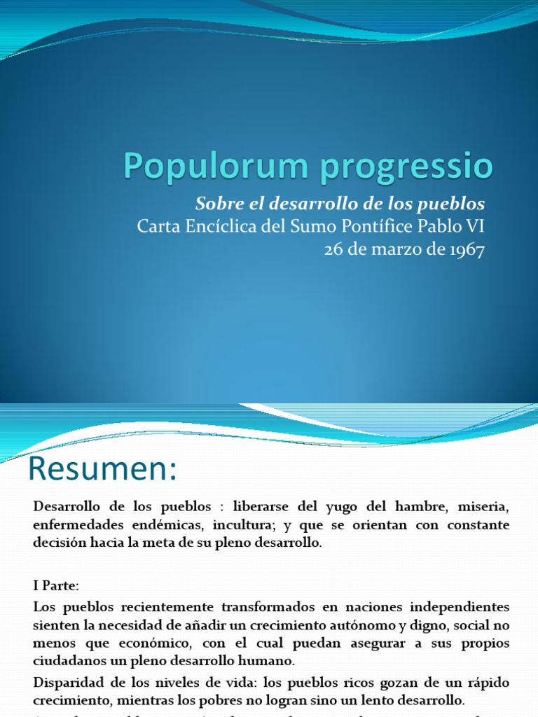 Populorum Progressio | PDF | Pobreza | Pobreza e indigencia