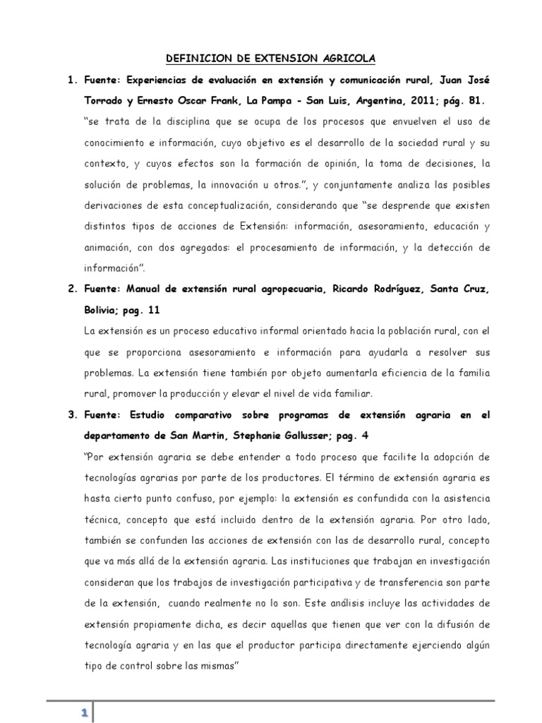 Definicion de Extension Agricola | PDF