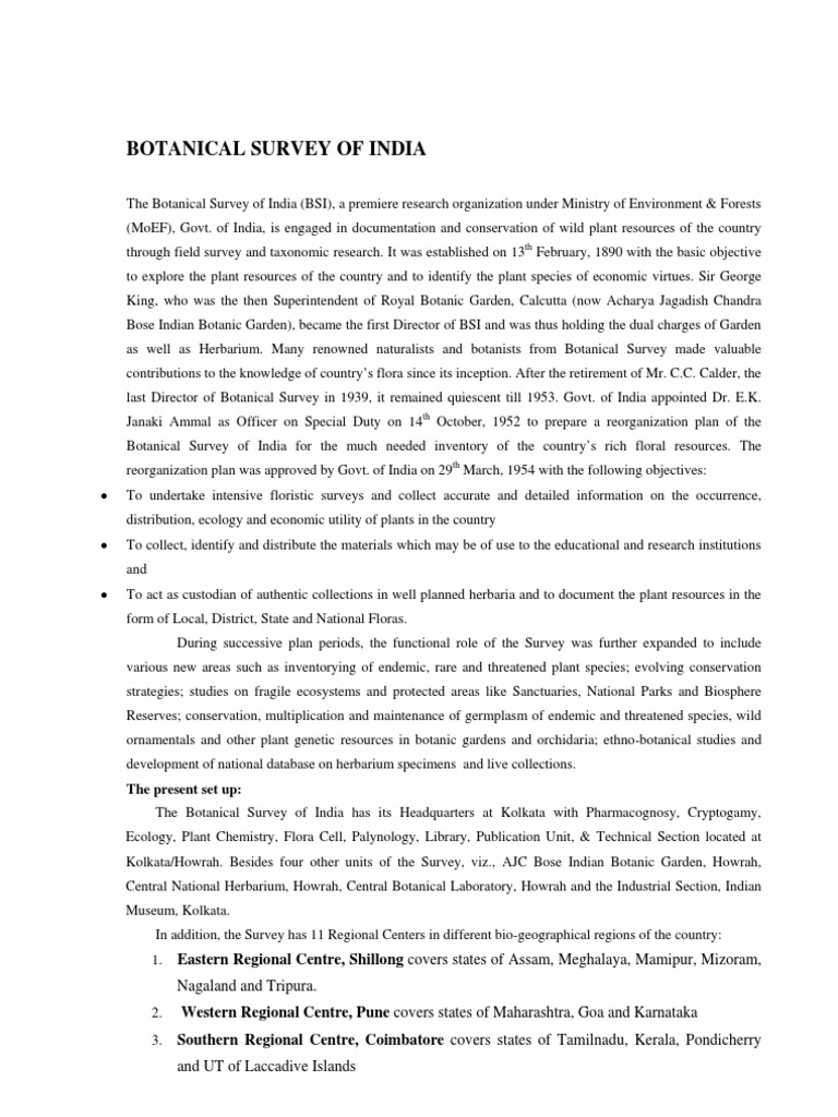 Botanical Survey of India | Organisms | Plants