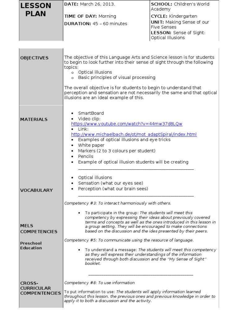 Lesson Plan - Optical Illusions | Download Free PDF | Illusion | Visual ...