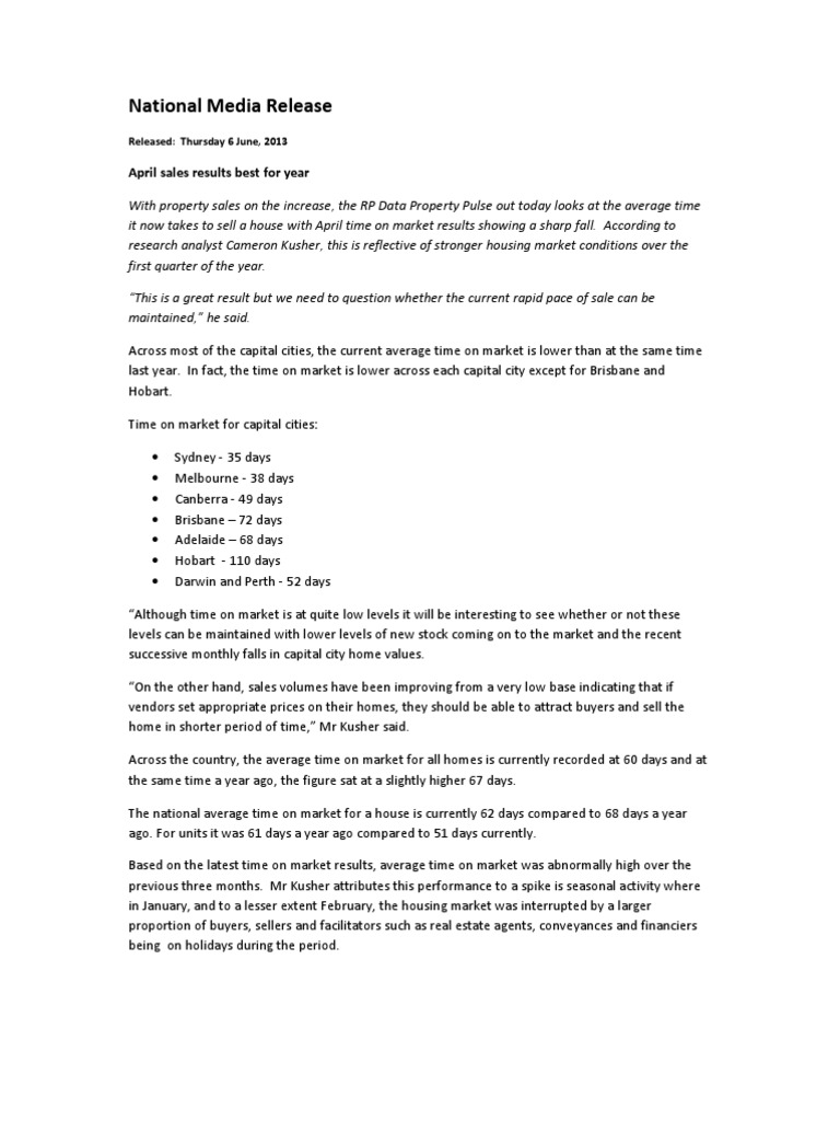 RP Data - April Sales Results | PDF | Sales | Real Estate Broker