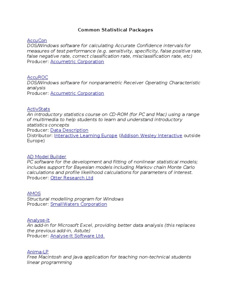 Stat Packages | PDF | R (Programming Language) | Statistics