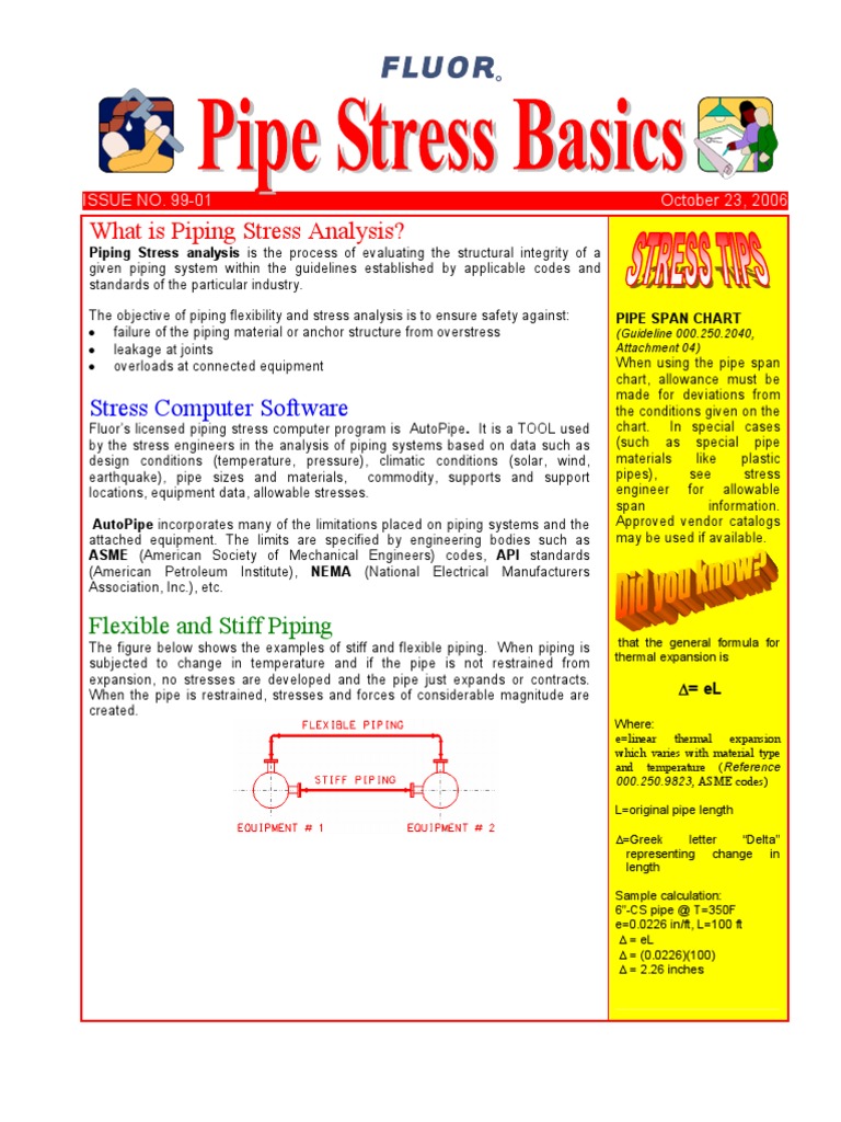 Pipe Stress Basics DTD 23oct2006 | PDF | Cryogenics | Pipe (Fluid ...