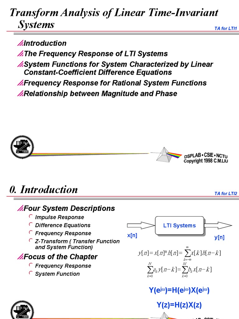 Transform Analysis of Linear Time-Invariant Systems: P P P P P | PDF ...