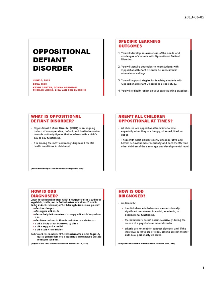 ODD Presentation Slides | PDF | Clinical Psychology | Psychological ...