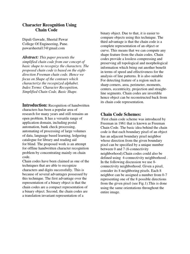 Chain Code For Character Recognition | Download Free PDF | Image ...
