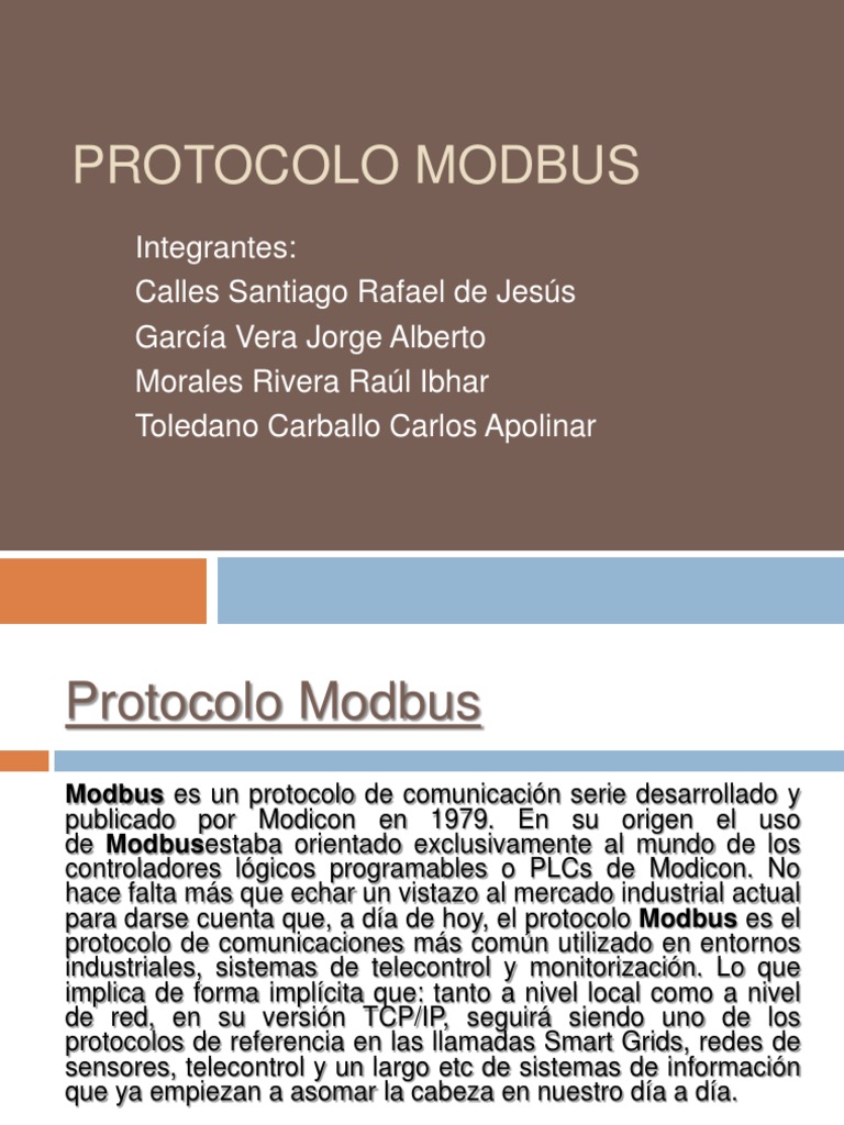 Protocolo Modbus | PDF | Protocolos de comunicaciones | Red de computadoras