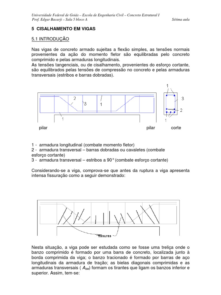 Setima Aula Cisalhamento | PDF | Estresse (Mecânica) | Viga