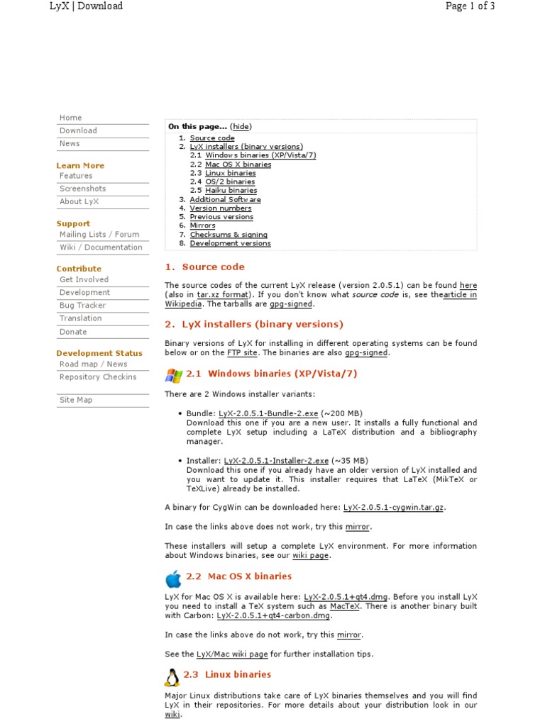 Instructions and Links for Downloading LyX, the Document Processor | PDF | Installation ...