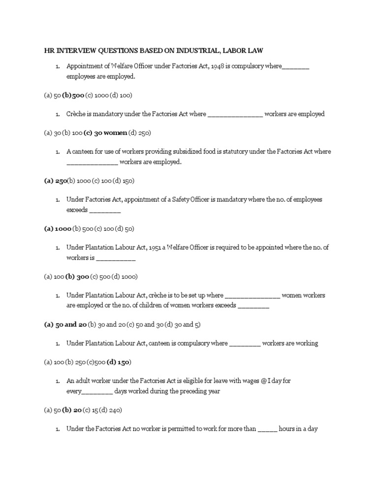HR Interview Questions Based On Industrial | PDF | Wage | Employment