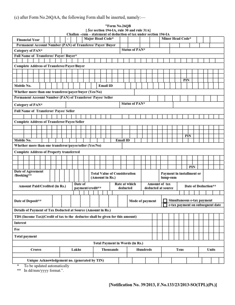 Form 26qb Fillable Pdf - Printable Forms Free Online